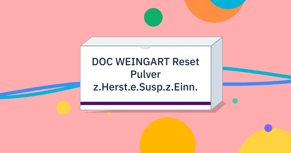Symbolbild: Packung mit der Aufschrift DOC WEINGART Reset Pulver z.Herst.e.Susp.z.Einn. (PZN 17970062) – Verfügbarkeit und Bezug in Apotheken in Frankfurt am Main