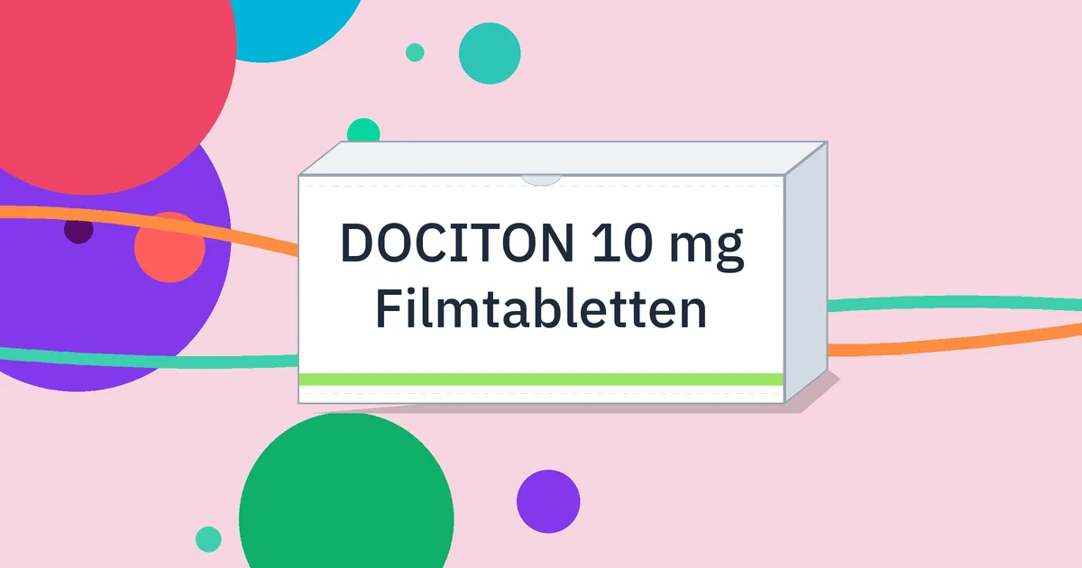 Symbolbild: Packung mit der Aufschrift DOCITON 10 mg Filmtabletten (PZN 02492970) – Verfügbarkeit und Bezug in Apotheken in Frankfurt am Main