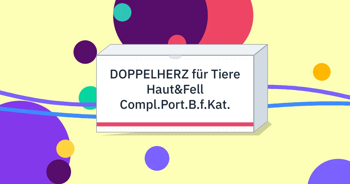 Symbolbild: Packung mit der Aufschrift DOPPELHERZ für Tiere Haut&Fell Compl.Port.B.f.Kat. (PZN 17305519) – Verfügbarkeit und Bezug in Apotheken in Frankfurt am Main