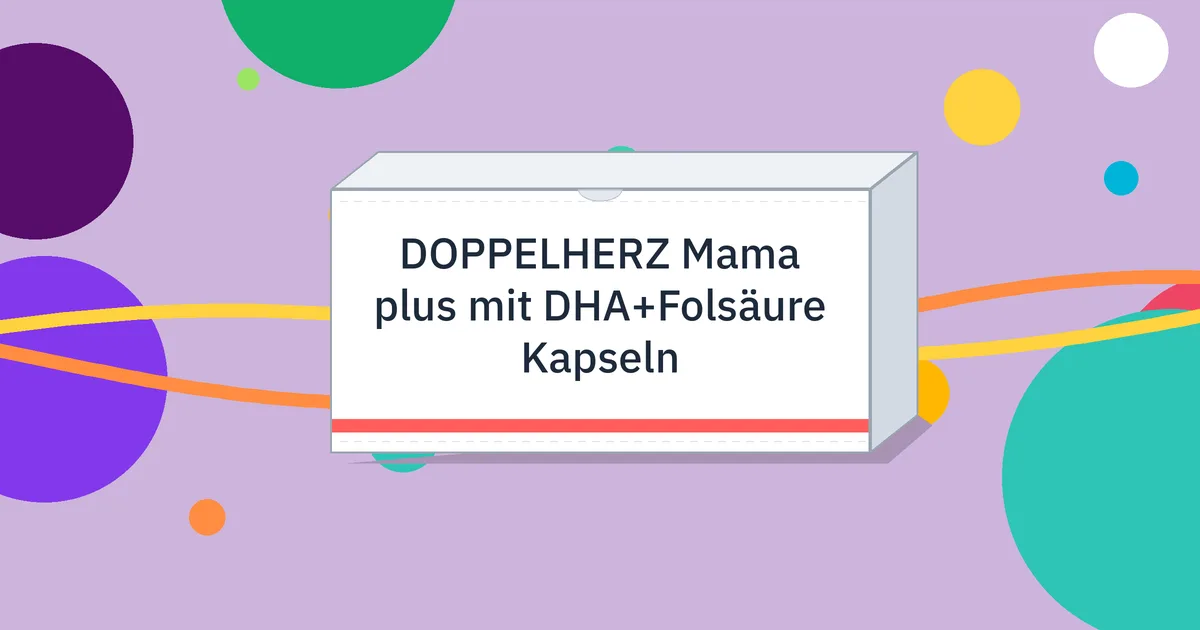 Symbolbild: Packung mit der Aufschrift DOPPELHERZ Mama plus mit DHA+Folsäure Kapseln (PZN 17923766) – Verfügbarkeit und Bezug in Apotheken in Frankfurt am Main