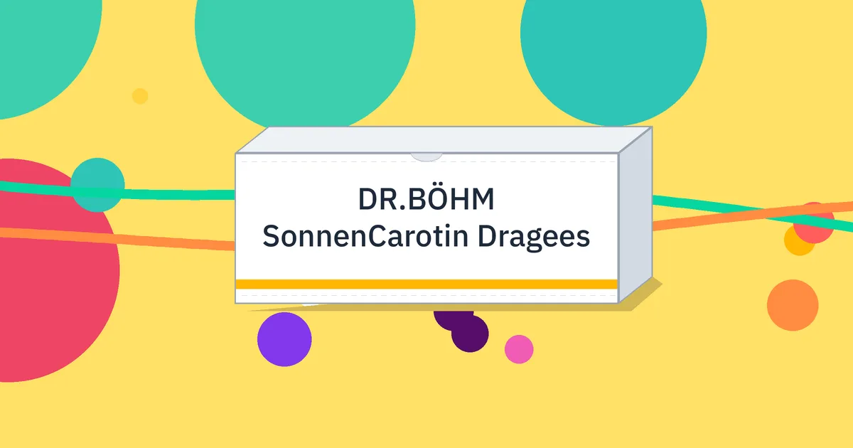 Symbolbild: Packung mit der Aufschrift DR.BÖHM SonnenCarotin Dragees (PZN 19383297) – Verfügbarkeit und Bezug in Apotheken in Frankfurt am Main