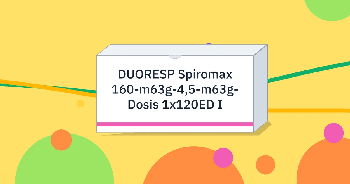 Symbolbild: Packung mit der Aufschrift DUORESP Spiromax 160-m63g-4,5-m63g-Dosis 1x120ED I (PZN 11054476) – Verfügbarkeit und Bezug in Apotheken in Frankfurt am Main