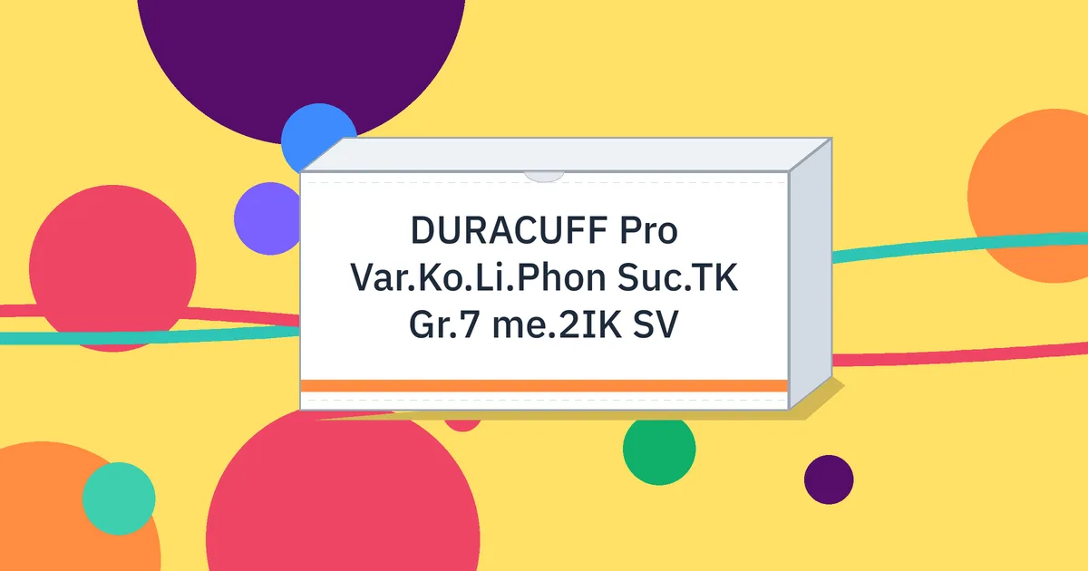 Symbolbild: Packung mit der Aufschrift DURACUFF Pro Var.Ko.Li.Phon Suc.TK Gr.7 me.2IK SV (PZN 19245371) – Verfügbarkeit und Bezug in Apotheken in Frankfurt am Main