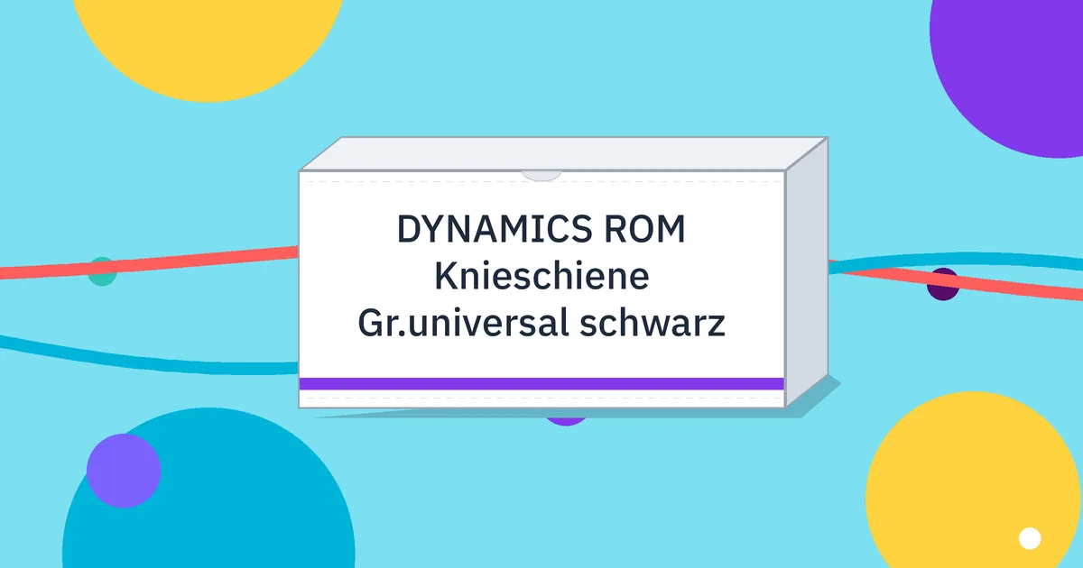 Symbolbild: Packung mit der Aufschrift DYNAMICS ROM Knieschiene Gr.universal schwarz (PZN 10635449) – Verfügbarkeit und Bezug in Apotheken in Frankfurt am Main