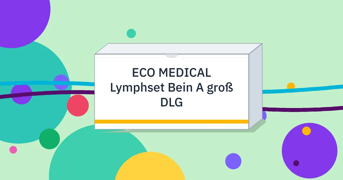 Symbolbild: Packung mit der Aufschrift ECO MEDICAL Lymphset Bein A groß DLG (PZN 12476788) – Verfügbarkeit und Bezug in Apotheken in Frankfurt am Main