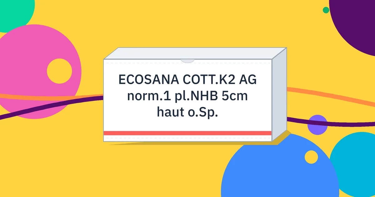 Symbolbild: Packung mit der Aufschrift ECOSANA COTT.K2 AG norm.1 pl.NHB 5cm haut o.Sp. (PZN 16948764) – Verfügbarkeit und Bezug in Apotheken in Frankfurt am Main