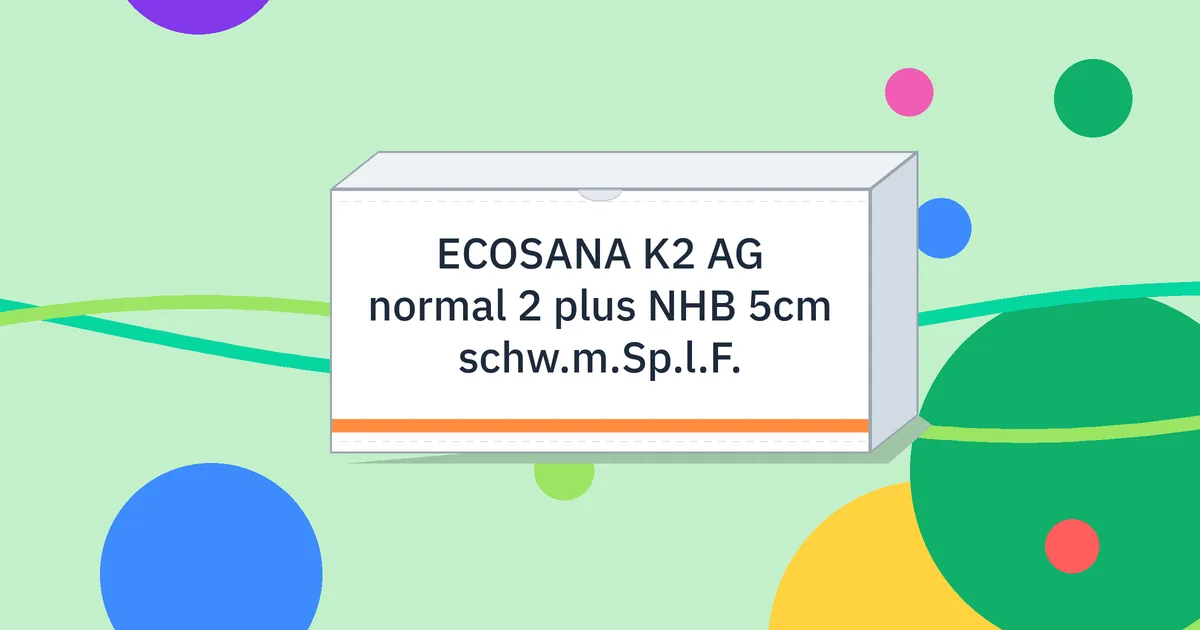 Symbolbild: Packung mit der Aufschrift ECOSANA K2 AG normal 2 plus NHB 5cm schw.m.Sp.l.F. (PZN 10957153) – Verfügbarkeit und Bezug in Apotheken in Frankfurt am Main
