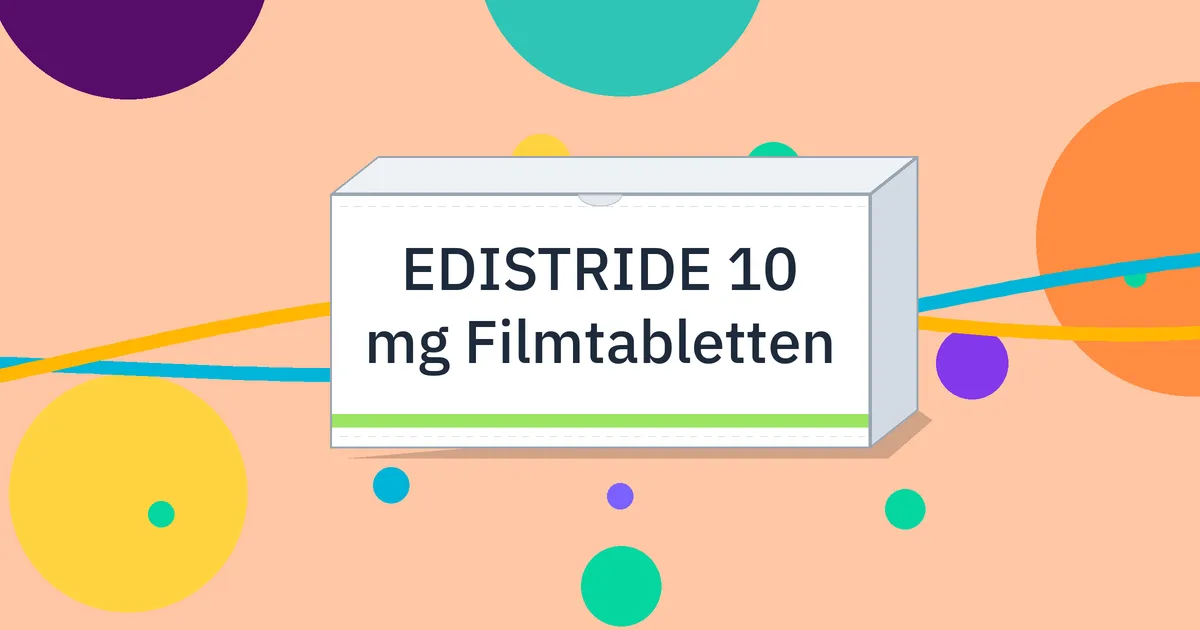 Symbolbild: Packung mit der Aufschrift EDISTRIDE 10 mg Filmtabletten (PZN 20312865) – Verfügbarkeit und Bezug in Apotheken in Frankfurt am Main