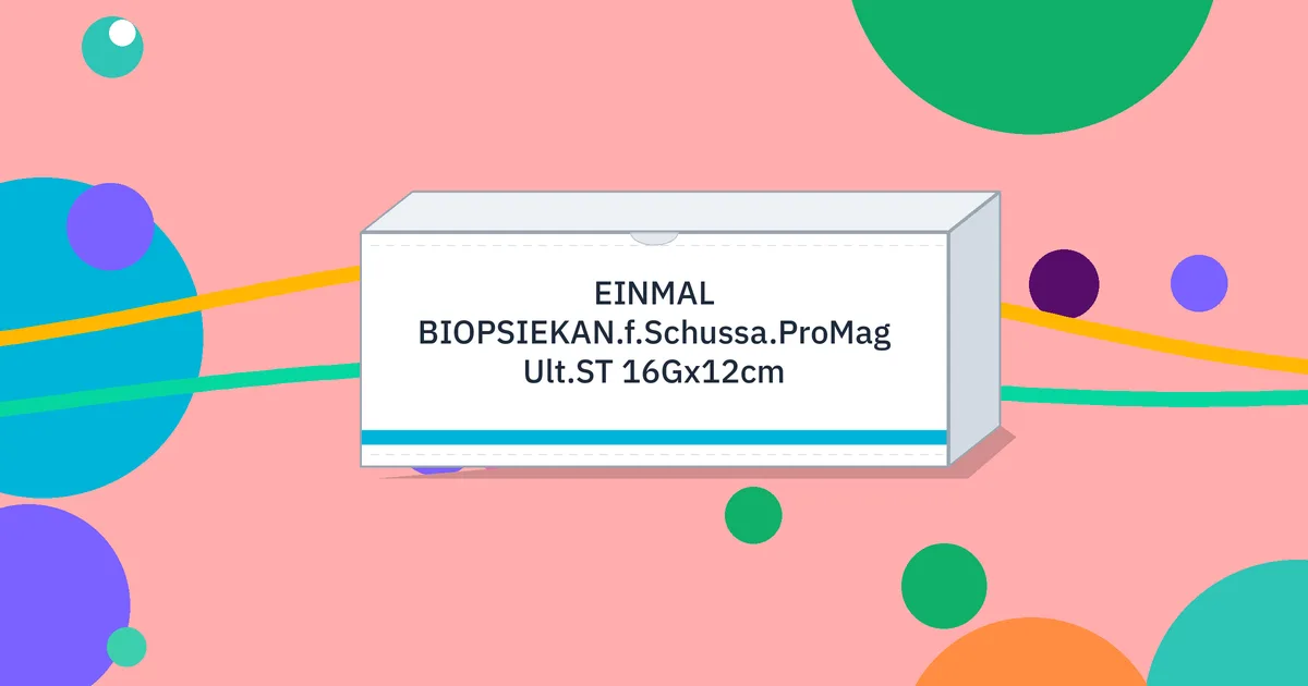 Symbolbild: Packung mit der Aufschrift EINMAL BIOPSIEKAN.f.Schussa.ProMag Ult.ST 16Gx12cm (PZN 00283340) – Verfügbarkeit und Bezug in Apotheken in Frankfurt am Main