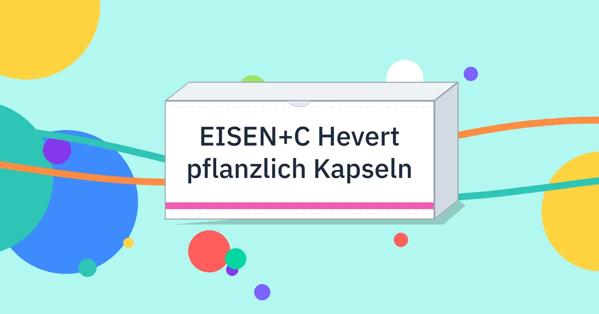 Symbolbild: Packung mit der Aufschrift EISEN+C Hevert pflanzlich Kapseln (PZN 18307242) – Verfügbarkeit und Bezug in Apotheken in Frankfurt am Main
