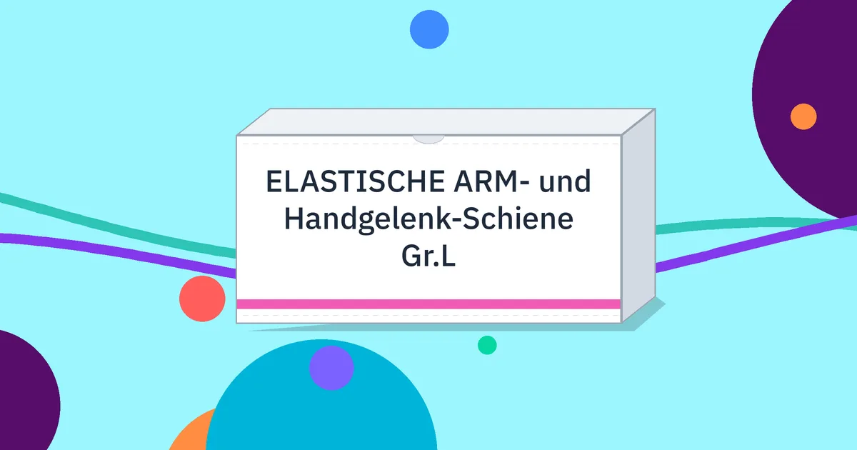 Symbolbild: Packung mit der Aufschrift ELASTISCHE ARM- und Handgelenk-Schiene Gr.L (PZN 06989495) – Verfügbarkeit und Bezug in Apotheken in Frankfurt am Main