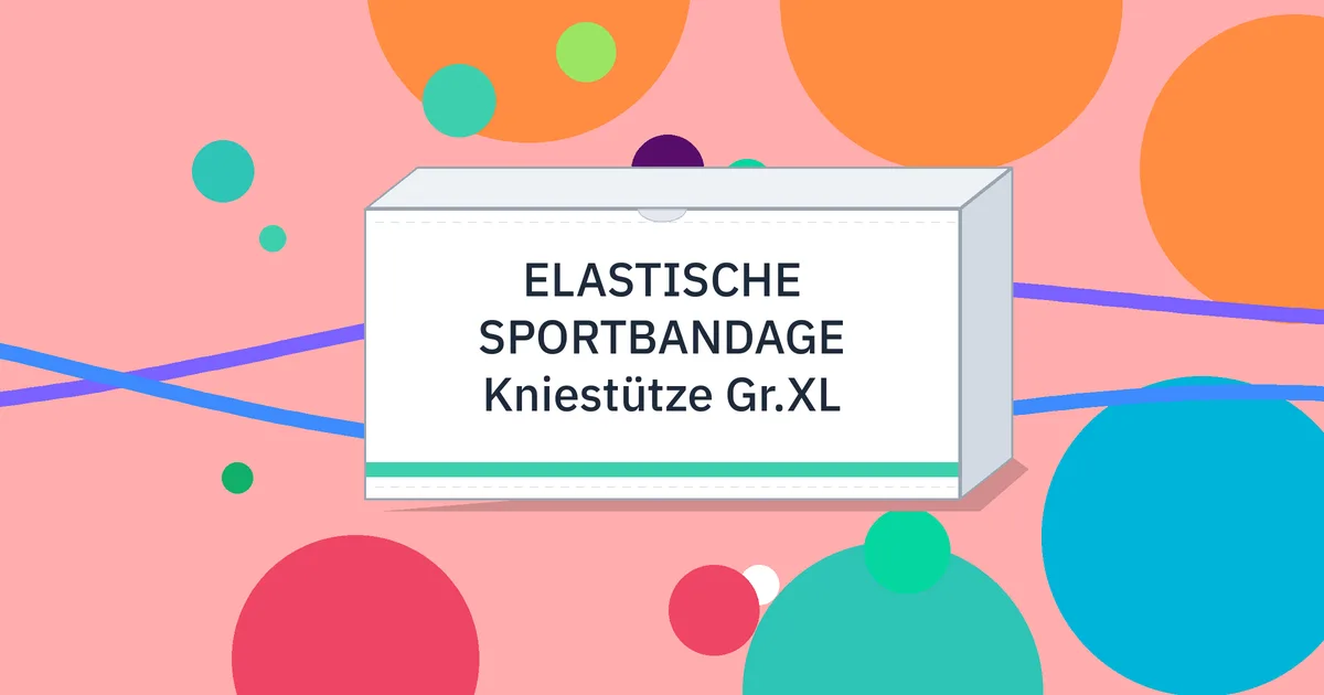 Symbolbild: Packung mit der Aufschrift ELASTISCHE SPORTBANDAGE Kniestütze Gr.XL (PZN 15249863) – Verfügbarkeit und Bezug in Apotheken in Frankfurt am Main