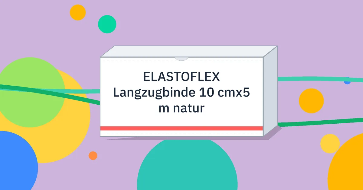 Symbolbild: Packung mit der Aufschrift ELASTOFLEX Langzugbinde 10 cmx5 m natur (PZN 17491858) – Verfügbarkeit und Bezug in Apotheken in Frankfurt am Main