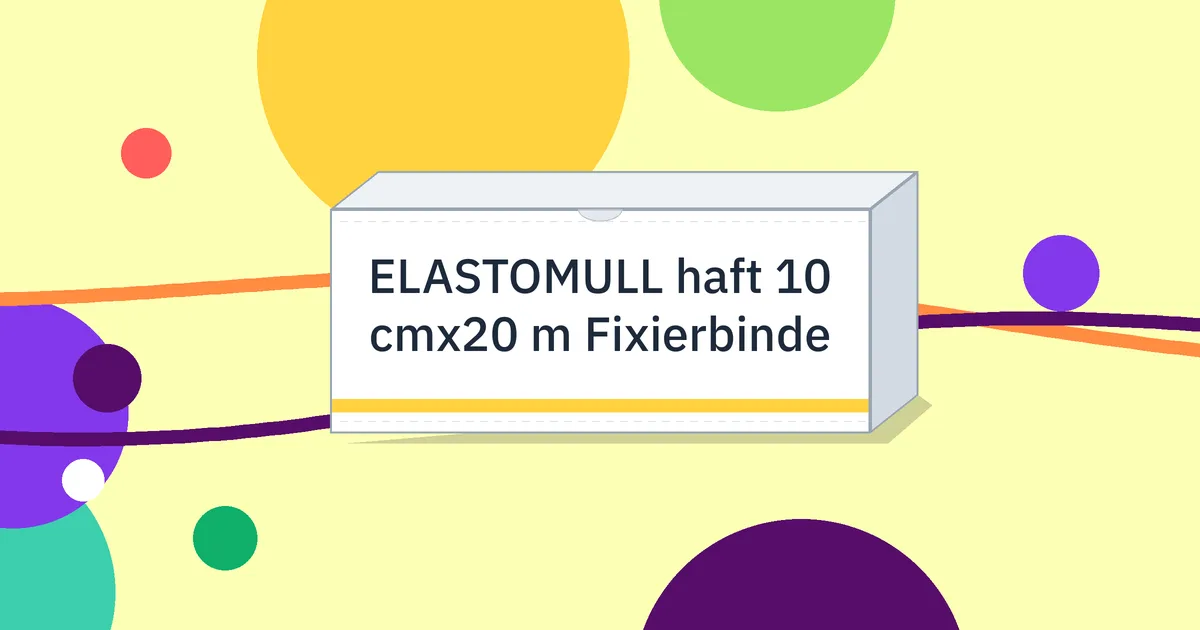 Symbolbild: Packung mit der Aufschrift ELASTOMULL haft 10 cmx20 m Fixierbinde (PZN 06618474) – Verfügbarkeit und Bezug in Apotheken in Frankfurt am Main