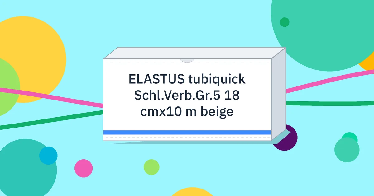 Symbolbild: Packung mit der Aufschrift ELASTUS tubiquick Schl.Verb.Gr.5 18 cmx10 m beige (PZN 00872763) – Verfügbarkeit und Bezug in Apotheken in Frankfurt am Main