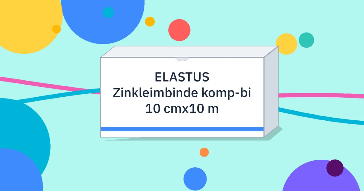 Symbolbild: Packung mit der Aufschrift ELASTUS Zinkleimbinde komp-bi 10 cmx10 m (PZN 17997227) – Verfügbarkeit und Bezug in Apotheken in Frankfurt am Main