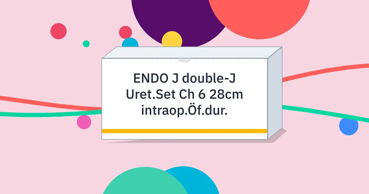 Symbolbild: Packung mit der Aufschrift ENDO J double-J Uret.Set Ch 6 28cm intraop.Öf.dur. (PZN 00438860) – Verfügbarkeit und Bezug in Apotheken in Frankfurt am Main