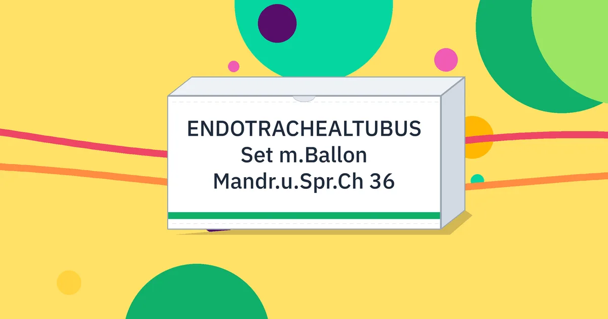 Symbolbild: Packung mit der Aufschrift ENDOTRACHEALTUBUS Set m.Ballon Mandr.u.Spr.Ch 36 (PZN 12453356) – Verfügbarkeit und Bezug in Apotheken in Frankfurt am Main
