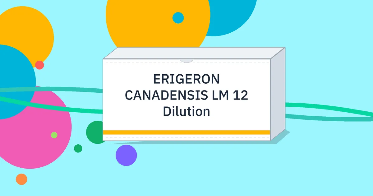 Symbolbild: Packung mit der Aufschrift ERIGERON CANADENSIS LM 12 Dilution (PZN 13478111) – Verfügbarkeit und Bezug in Apotheken in Frankfurt am Main