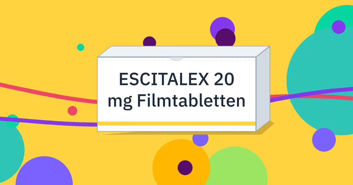 Symbolbild: Packung mit der Aufschrift ESCITALEX 20 mg Filmtabletten (PZN 10399894) – Verfügbarkeit und Bezug in Apotheken in Frankfurt am Main