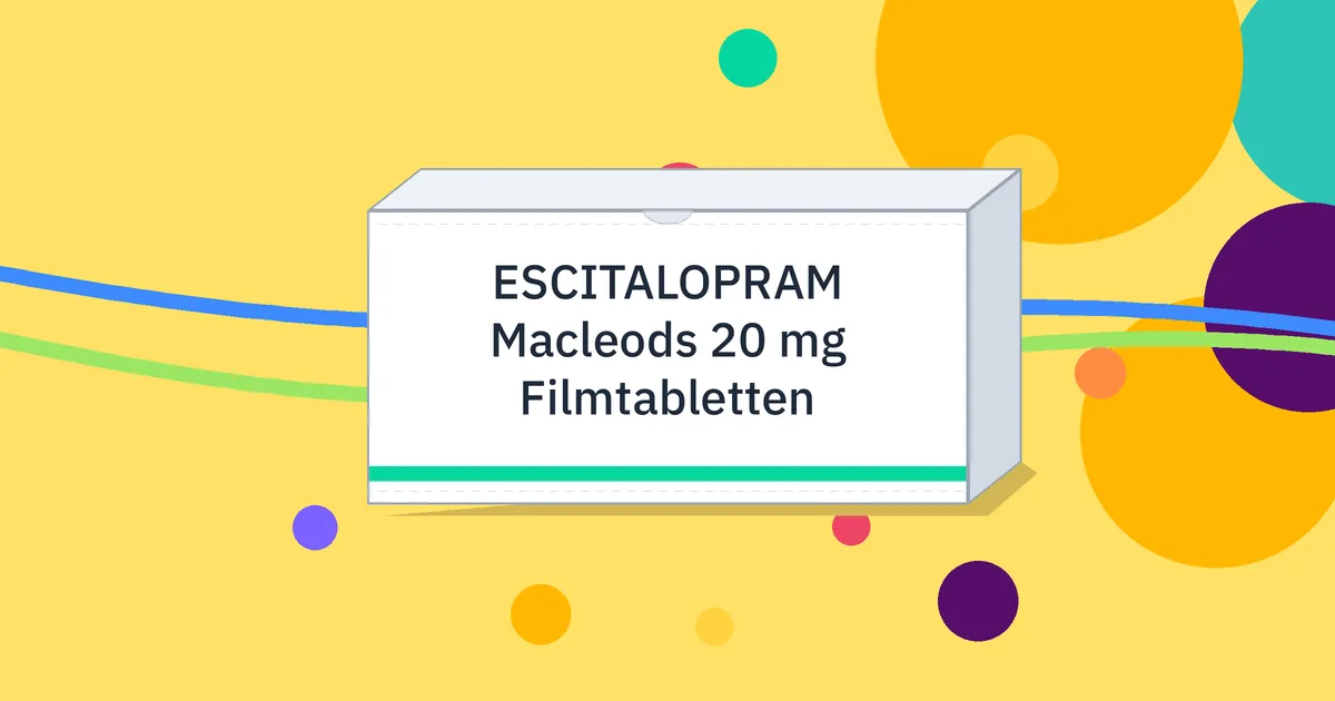 Symbolbild: Packung mit der Aufschrift ESCITALOPRAM Macleods 20 mg Filmtabletten (PZN 18275542) – Verfügbarkeit und Bezug in Apotheken in Frankfurt am Main
