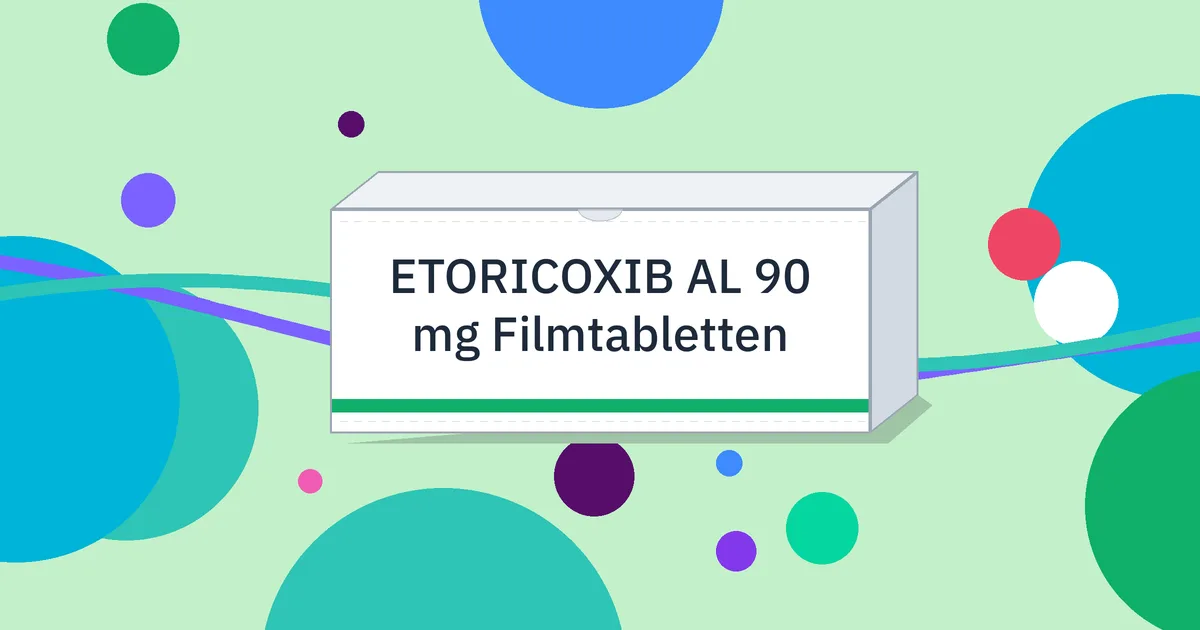 Symbolbild: Packung mit der Aufschrift ETORICOXIB AL 90 mg Filmtabletten (PZN 12464489) – Verfügbarkeit und Bezug in Apotheken in Frankfurt am Main