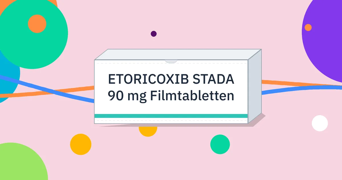 Symbolbild: Packung mit der Aufschrift ETORICOXIB STADA 90 mg Filmtabletten (PZN 11853036) – Verfügbarkeit und Bezug in Apotheken in Frankfurt am Main