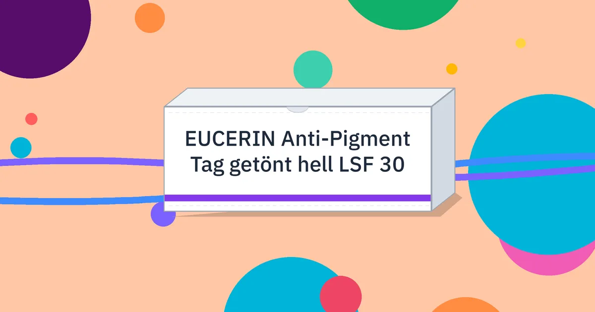 Symbolbild: Packung mit der Aufschrift EUCERIN Anti-Pigment Tag getönt hell LSF 30 (PZN 17510739) – Verfügbarkeit und Bezug in Apotheken in Frankfurt am Main