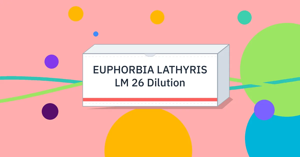 Symbolbild: Packung mit der Aufschrift EUPHORBIA LATHYRIS LM 26 Dilution (PZN 13482443) – Verfügbarkeit und Bezug in Apotheken in Frankfurt am Main
