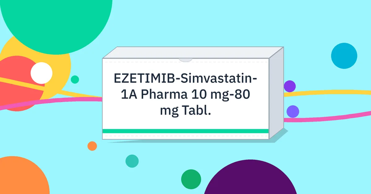 Symbolbild: Packung mit der Aufschrift EZETIMIB-Simvastatin-1A Pharma 10 mg-80 mg Tabl. (PZN 13592166) – Verfügbarkeit und Bezug in Apotheken in Frankfurt am Main