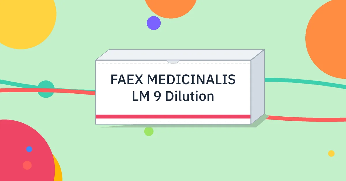 Symbolbild: Packung mit der Aufschrift FAEX MEDICINALIS LM 9 Dilution (PZN 13485996) – Verfügbarkeit und Bezug in Apotheken in Frankfurt am Main