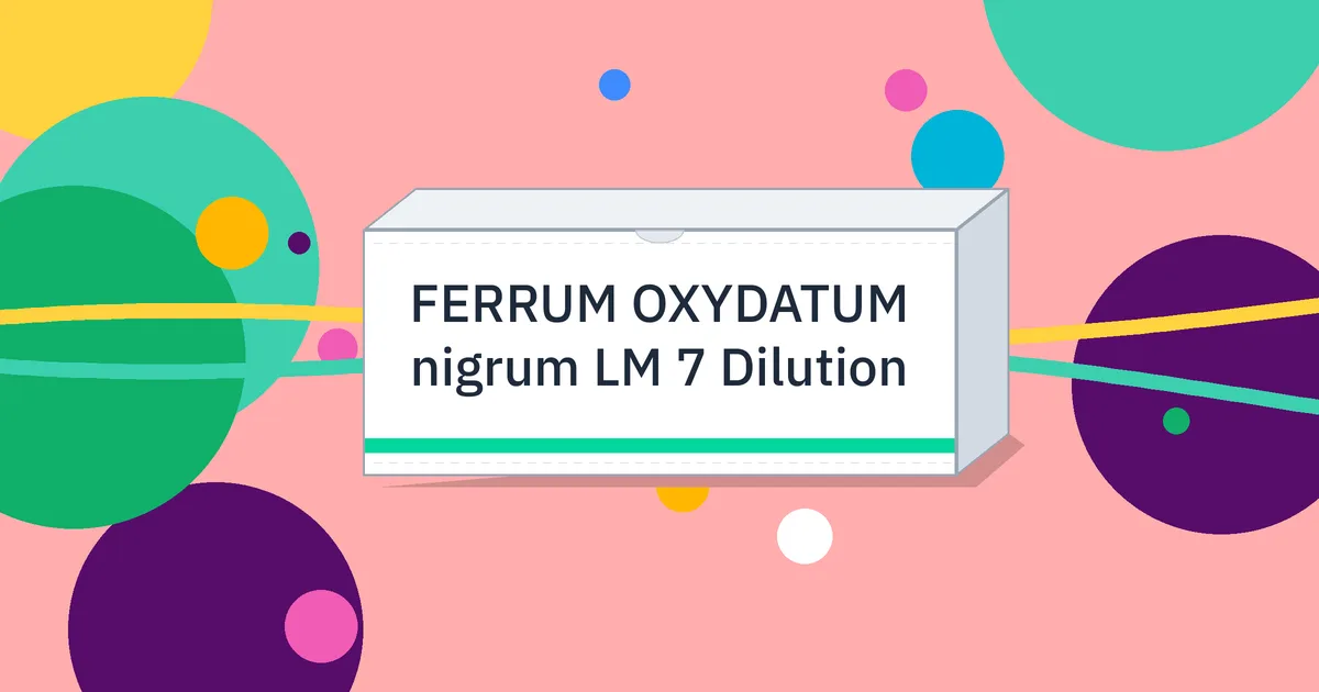 Symbolbild: Packung mit der Aufschrift FERRUM OXYDATUM nigrum LM 7 Dilution (PZN 12851128) – Verfügbarkeit und Bezug in Apotheken in Frankfurt am Main