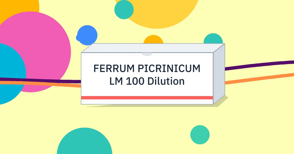 Symbolbild: Packung mit der Aufschrift FERRUM PICRINICUM LM 100 Dilution (PZN 12852837) – Verfügbarkeit und Bezug in Apotheken in Frankfurt am Main