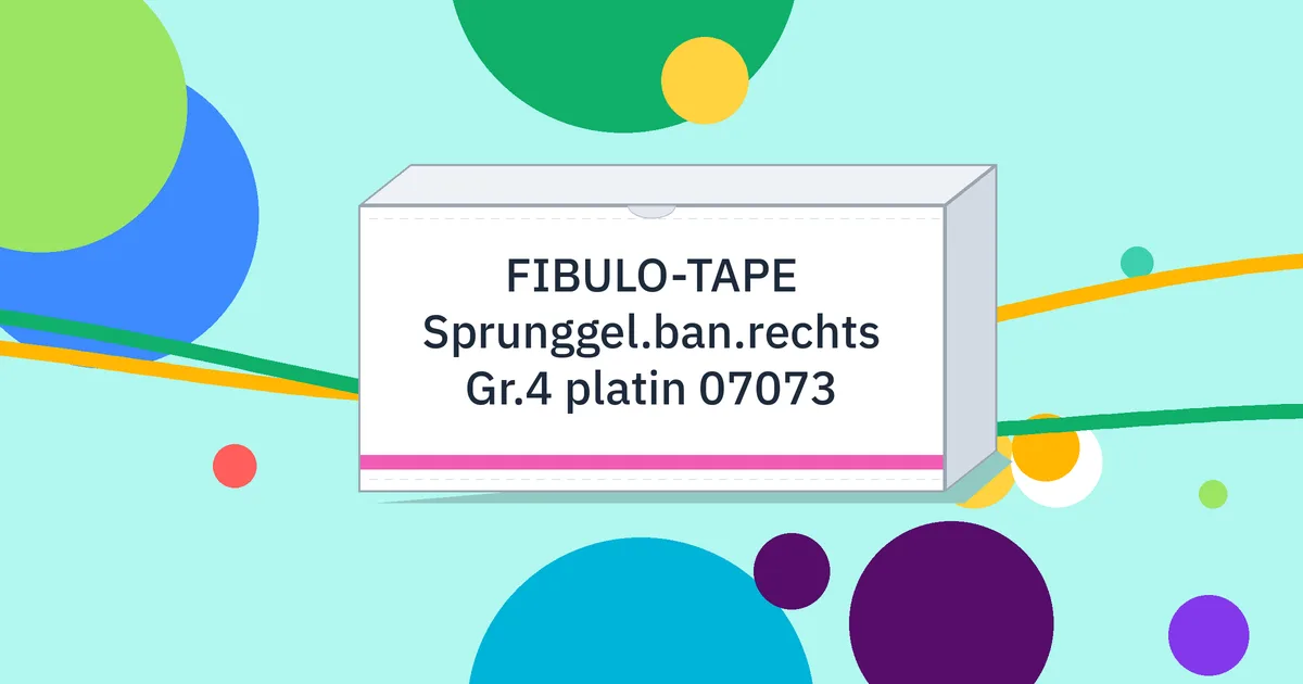 Symbolbild: Packung mit der Aufschrift FIBULO-TAPE Sprunggel.ban.rechts Gr.4 platin 07073 (PZN 06826528) – Verfügbarkeit und Bezug in Apotheken in Frankfurt am Main