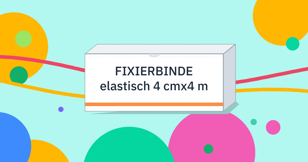 Symbolbild: Packung mit der Aufschrift FIXIERBINDE elastisch 4 cmx4 m (PZN 04793954) – Verfügbarkeit und Bezug in Apotheken in Frankfurt am Main