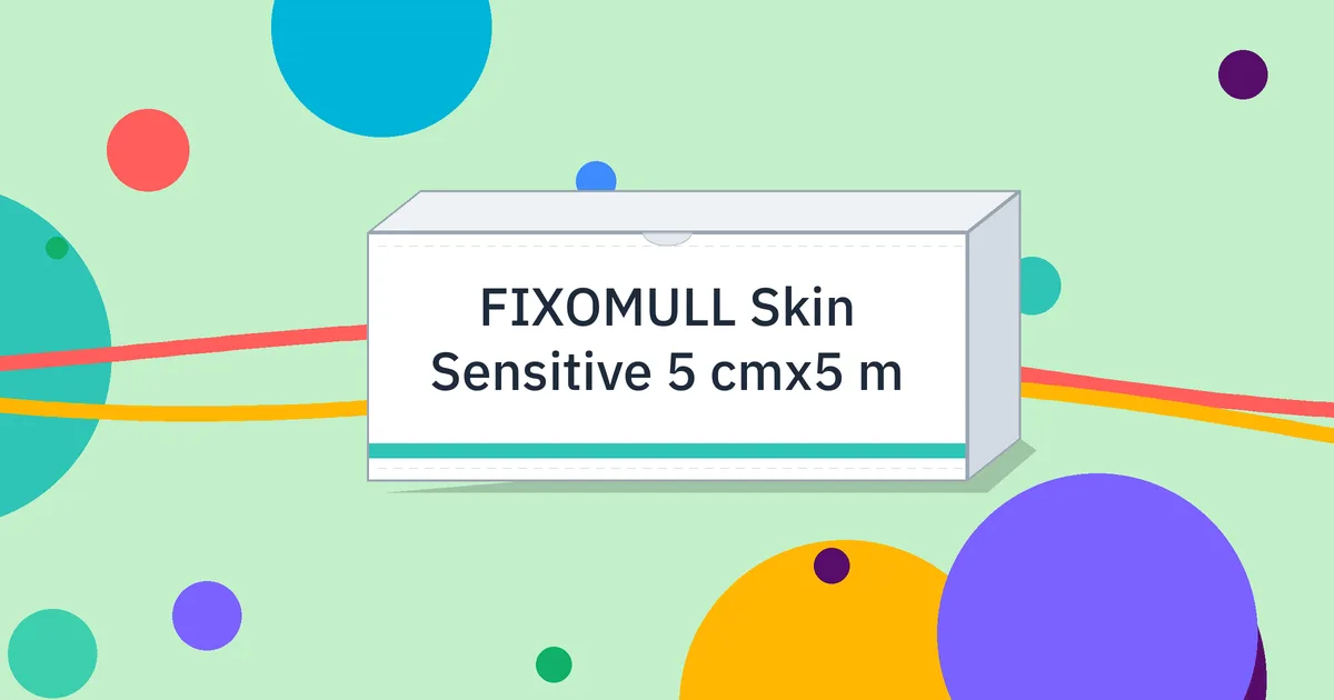 Symbolbild: Packung mit der Aufschrift FIXOMULL Skin Sensitive 5 cmx5 m (PZN 19347574) – Verfügbarkeit und Bezug in Apotheken in Frankfurt am Main