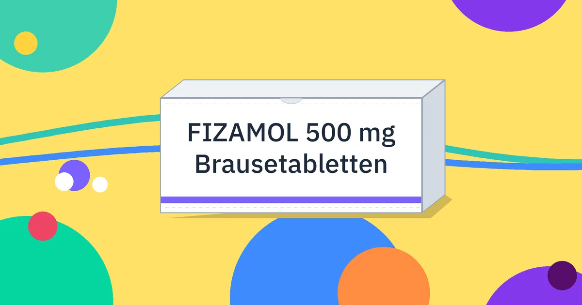 Symbolbild: Packung mit der Aufschrift FIZAMOL 500 mg Brausetabletten (PZN 17366047) – Verfügbarkeit und Bezug in Apotheken in Frankfurt am Main