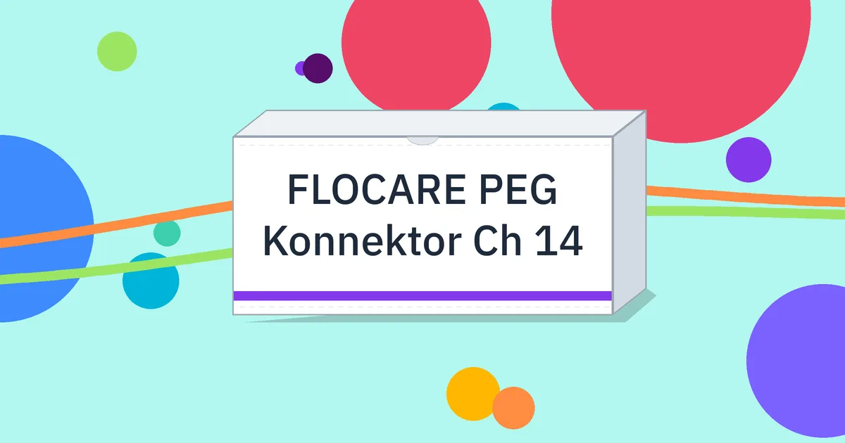 Symbolbild: Packung mit der Aufschrift FLOCARE PEG Konnektor Ch 14 (PZN 11289966) – Verfügbarkeit und Bezug in Apotheken in Frankfurt am Main