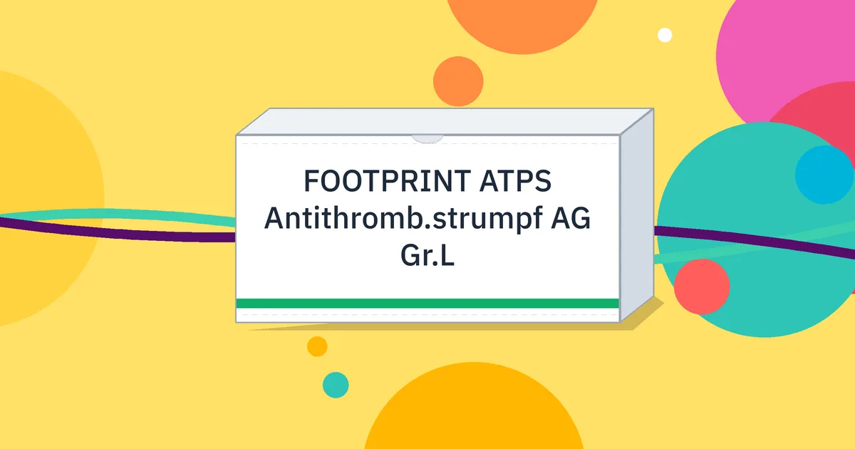 Symbolbild: Packung mit der Aufschrift FOOTPRINT ATPS Antithromb.strumpf AG Gr.L (PZN 11608495) – Verfügbarkeit und Bezug in Apotheken in Frankfurt am Main