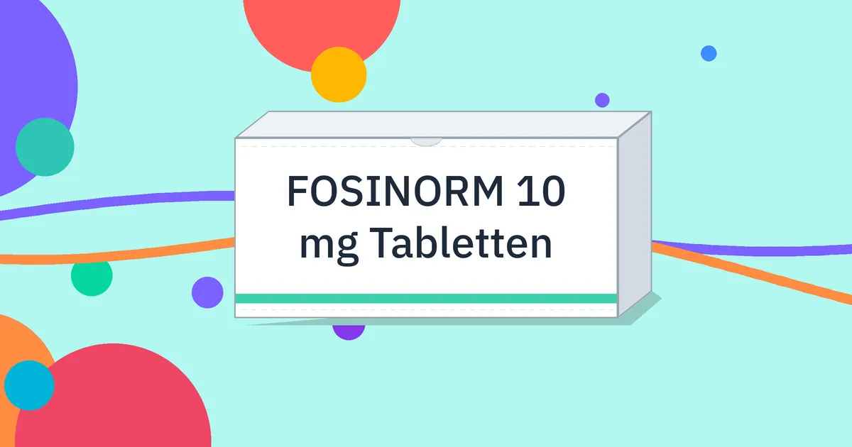 Symbolbild: Packung mit der Aufschrift FOSINORM 10 mg Tabletten (PZN 07494287) – Verfügbarkeit und Bezug in Apotheken in Frankfurt am Main