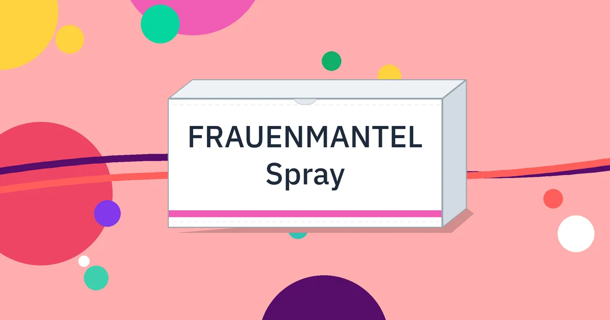 Symbolbild: Packung mit der Aufschrift FRAUENMANTEL Spray (PZN 11712531) – Verfügbarkeit und Bezug in Apotheken in Frankfurt am Main