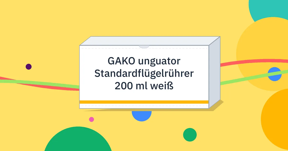 Symbolbild: Packung mit der Aufschrift GAKO unguator Standardflügelrührer 200 ml weiß (PZN 11603747) – Verfügbarkeit und Bezug in Apotheken in Frankfurt am Main