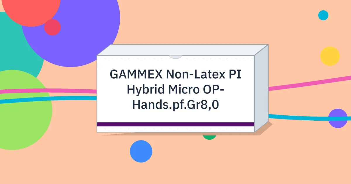 Symbolbild: Packung mit der Aufschrift GAMMEX Non-Latex PI Hybrid Micro OP-Hands.pf.Gr8,0 (PZN 18912658) – Verfügbarkeit und Bezug in Apotheken in Frankfurt am Main