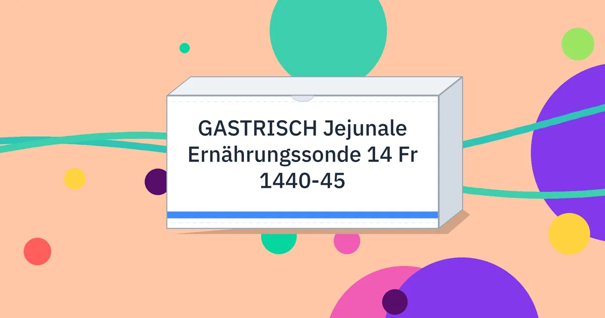 Symbolbild: Packung mit der Aufschrift GASTRISCH Jejunale Ernährungssonde 14 Fr 1440-45 (PZN 14344967) – Verfügbarkeit und Bezug in Apotheken in Frankfurt am Main