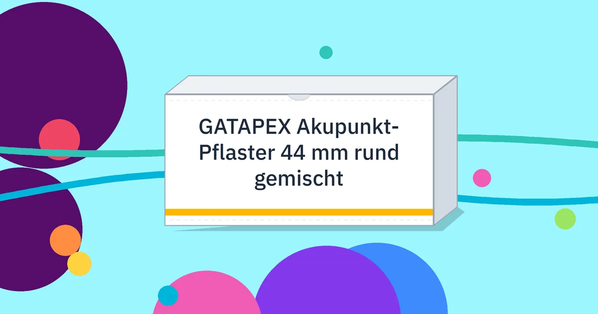 Symbolbild: Packung mit der Aufschrift GATAPEX Akupunkt-Pflaster 44 mm rund gemischt (PZN 08798753) – Verfügbarkeit und Bezug in Apotheken in Frankfurt am Main
