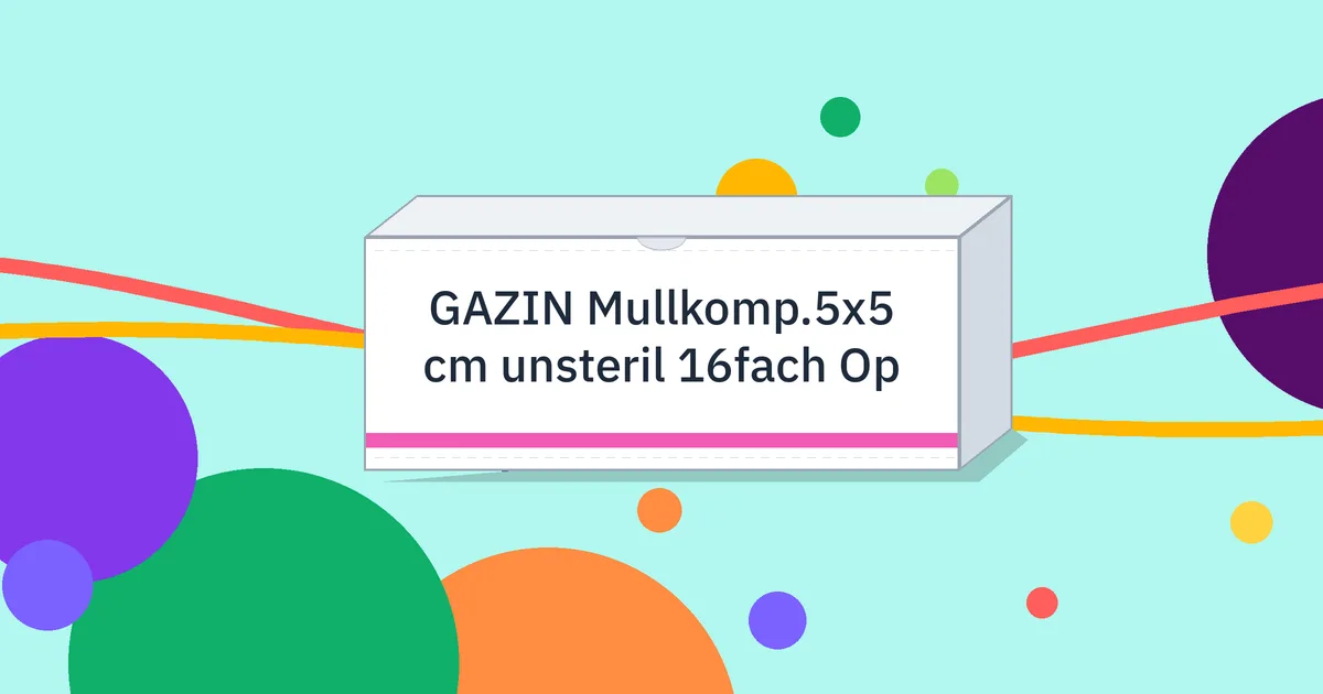 Symbolbild: Packung mit der Aufschrift GAZIN Mullkomp.5x5 cm unsteril 16fach Op (PZN 03959370) – Verfügbarkeit und Bezug in Apotheken in Frankfurt am Main
