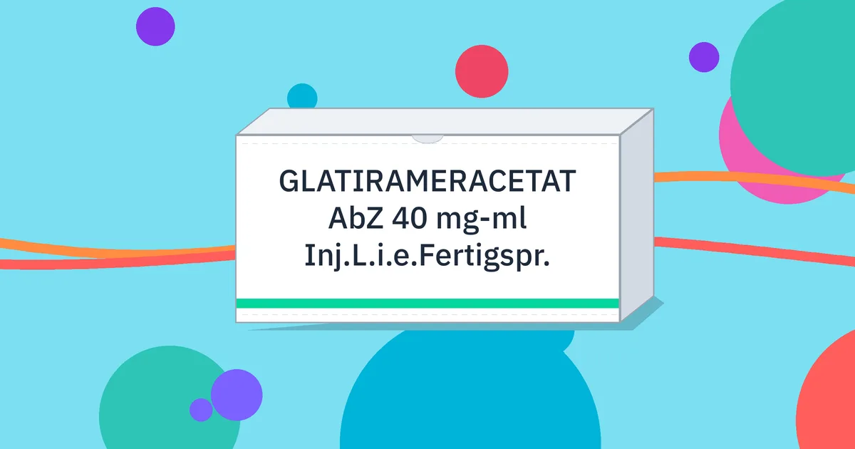 Symbolbild: Packung mit der Aufschrift GLATIRAMERACETAT AbZ 40 mg-ml Inj.L.i.e.Fertigspr. (PZN 14132171) – Verfügbarkeit und Bezug in Apotheken in Frankfurt am Main