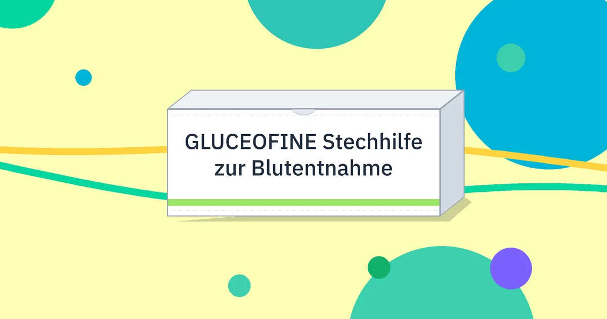 Symbolbild: Packung mit der Aufschrift GLUCEOFINE Stechhilfe zur Blutentnahme (PZN 02490161) – Verfügbarkeit und Bezug in Apotheken in Frankfurt am Main