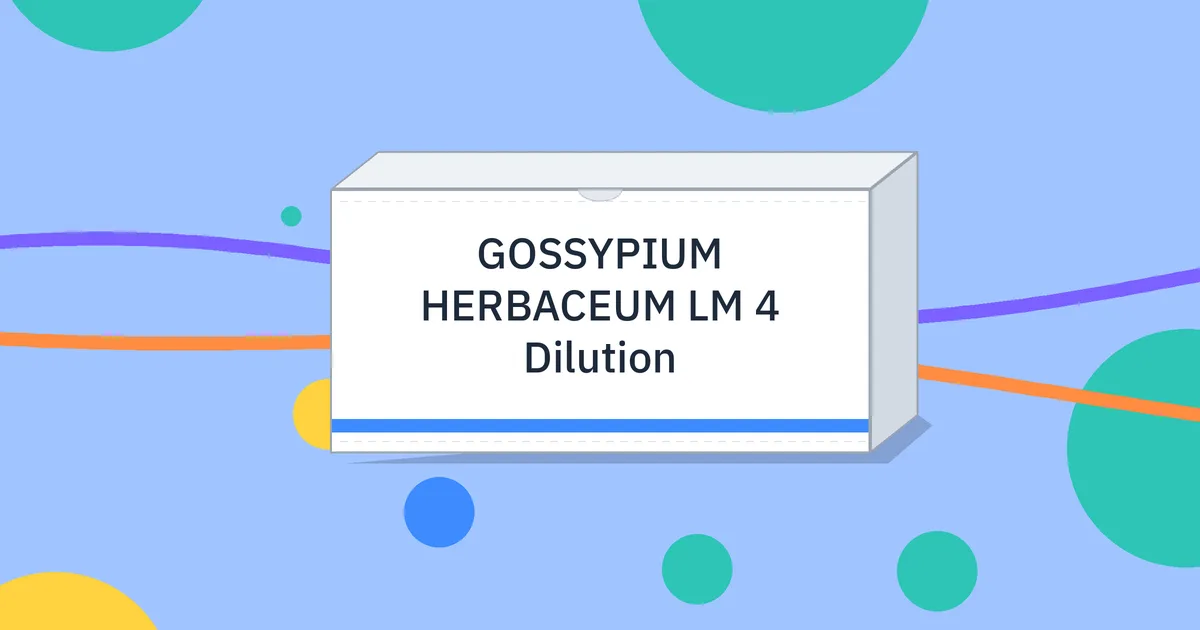 Symbolbild: Packung mit der Aufschrift GOSSYPIUM HERBACEUM LM 4 Dilution (PZN 13545497) – Verfügbarkeit und Bezug in Apotheken in Frankfurt am Main