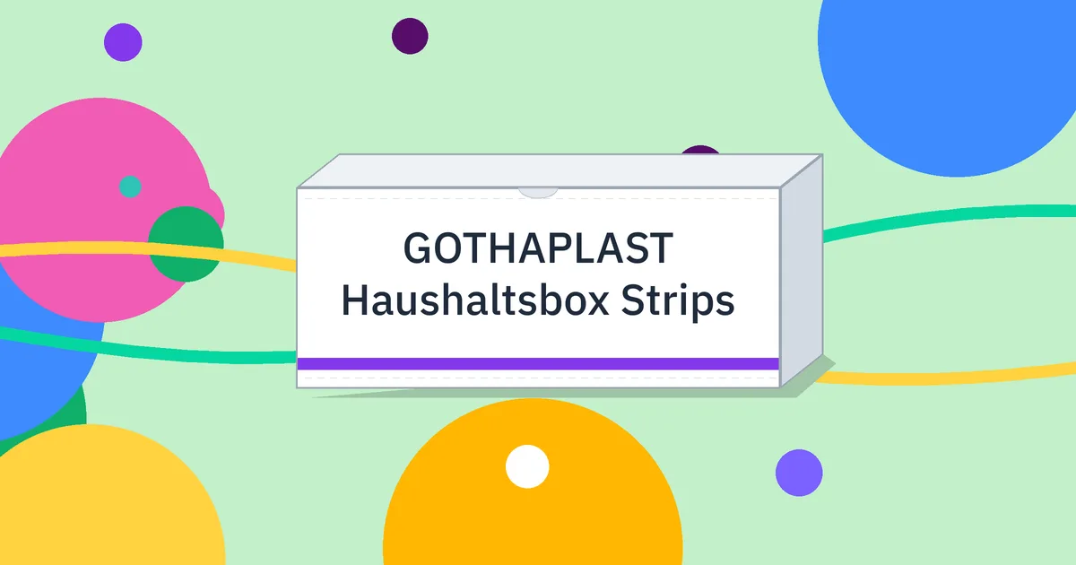 Symbolbild: Packung mit der Aufschrift GOTHAPLAST Haushaltsbox Strips (PZN 07508256) – Verfügbarkeit und Bezug in Apotheken in Frankfurt am Main